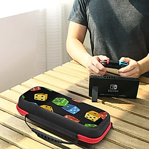 Varicoloured Dice Printed Carrying Case Storage Bag For Switch Lite & Accessories Travel Portable