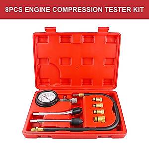 Frombet Compression Tester Kit Small Engine Cylinder Test Pressure Gauge Tool Set for Testing Motorcycle Car Automobile Outboard Motor Chainsaw Snowmobile Auto Gasoline Petrol Gas Engine 300PSI