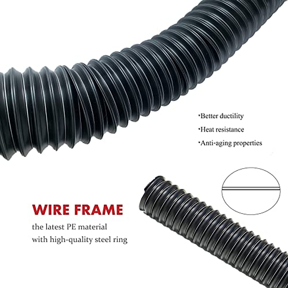 Upgraded Gutter Downspout Extensions Flexible, No Dig Catch Basin Downspout Extension with Leak-Proof Splash Block Kit,Extendable from 1.34’ to 5.1’