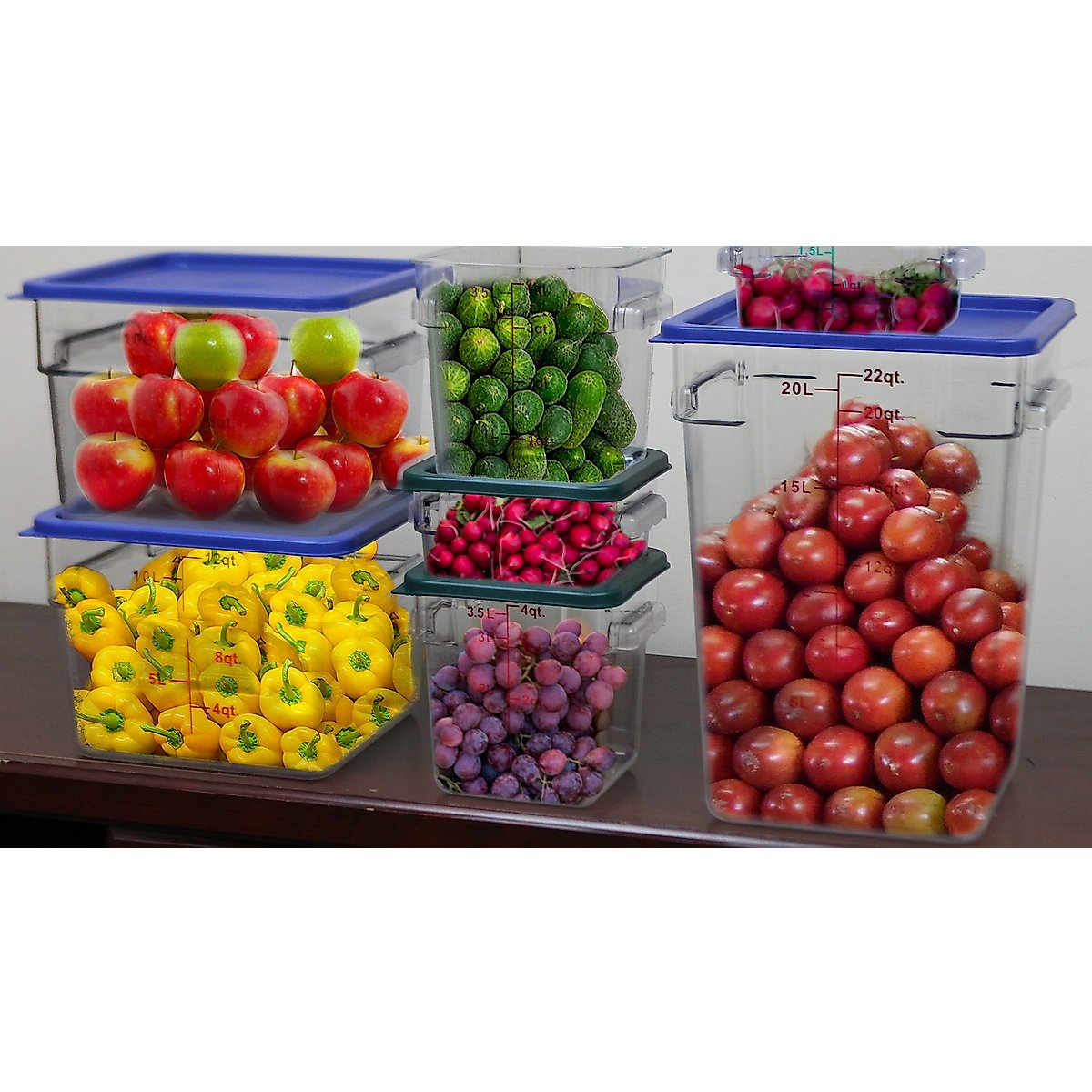 Tiger Chef set of 4 Color-Coded, Snap-Tight Polyethylene Lids, Covers for 2 & 4 Quart Square Food Storage Containers, Hunter Green, Polyethylene, NSF Certified