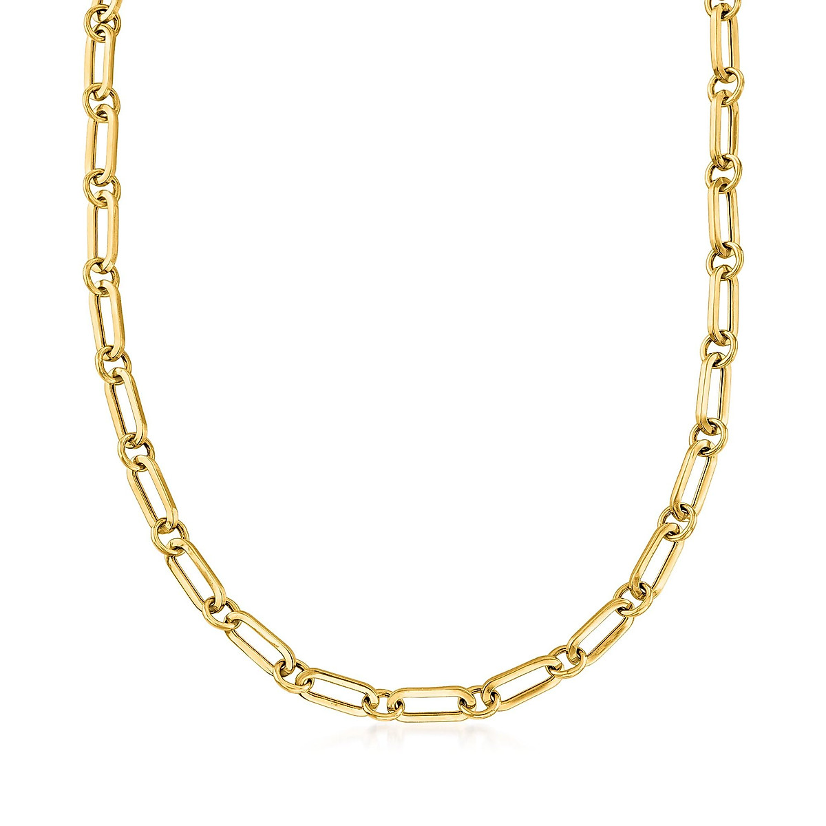 Ross-Simons Italian 18kt Gold Over Sterling Paper Clip Link Necklace. 16 inches