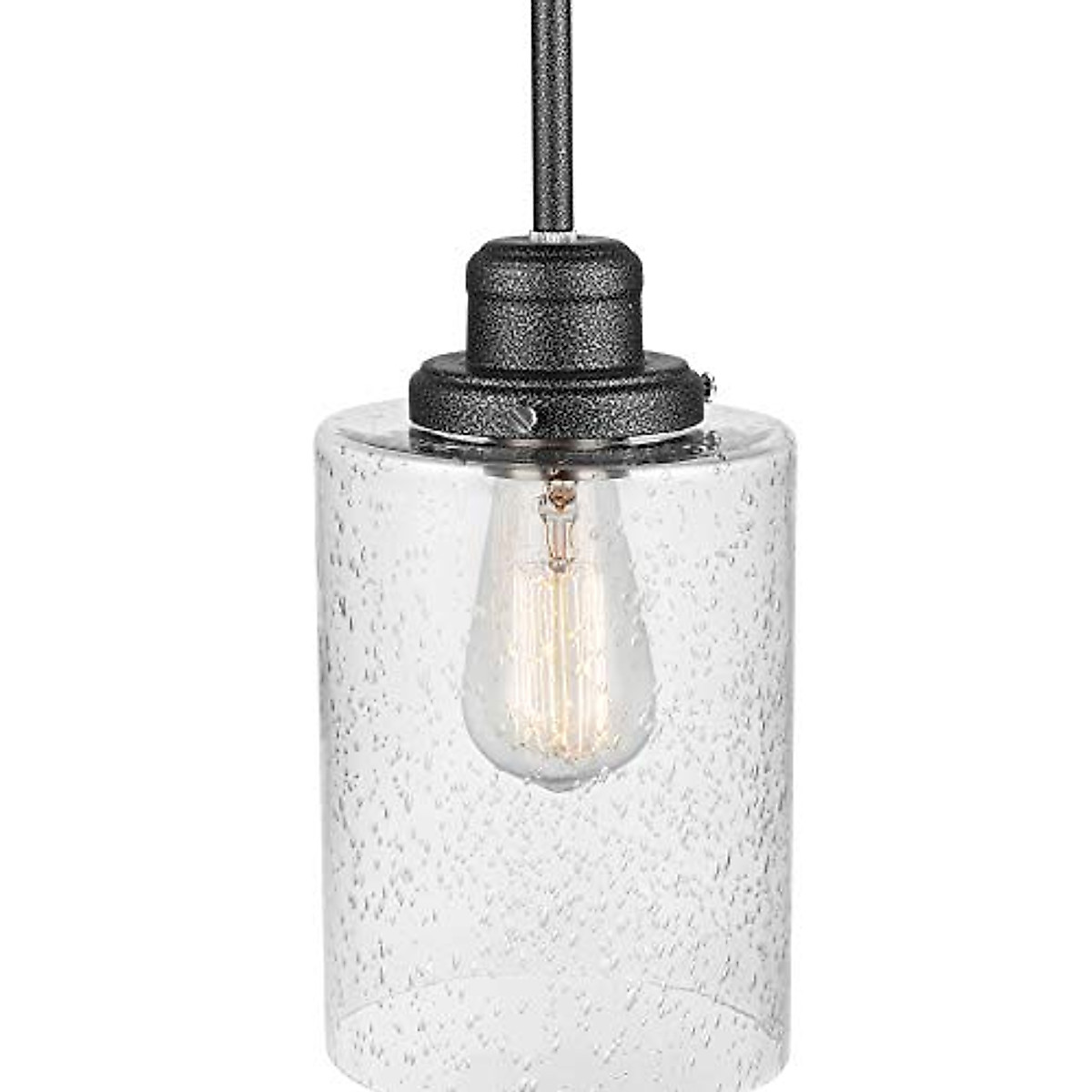 Globe Electric 61009 Annecy 1-Light Pendant, Graphite Finish, Seeded Glass Shade, Bulb Included
