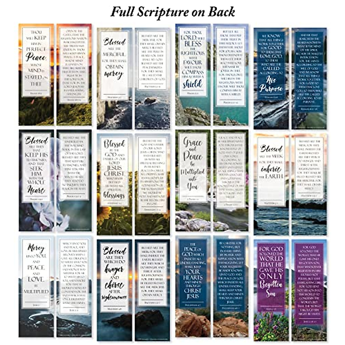 JBH Creations Blessings from Scripture Bible Verse Bookmarks - Pack of 48