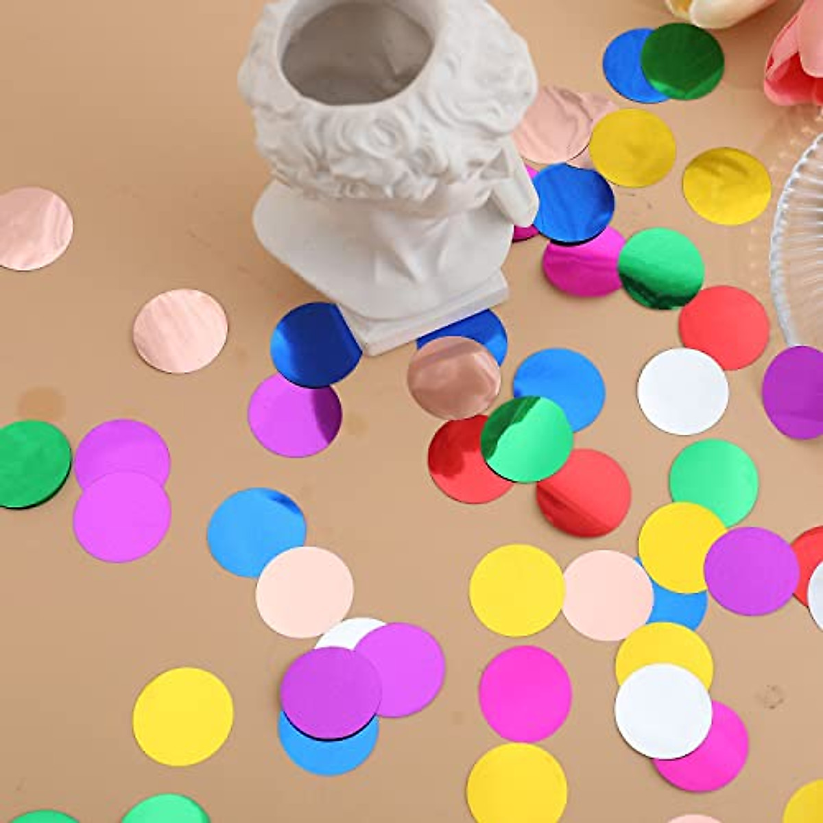KADUOS 60G Mylar Foil Round CONFETTI Metallic Glitter Table confetti About 3600PCS for Party Wedding Birthday decoration (2.5CM, MIXED COLOUR)