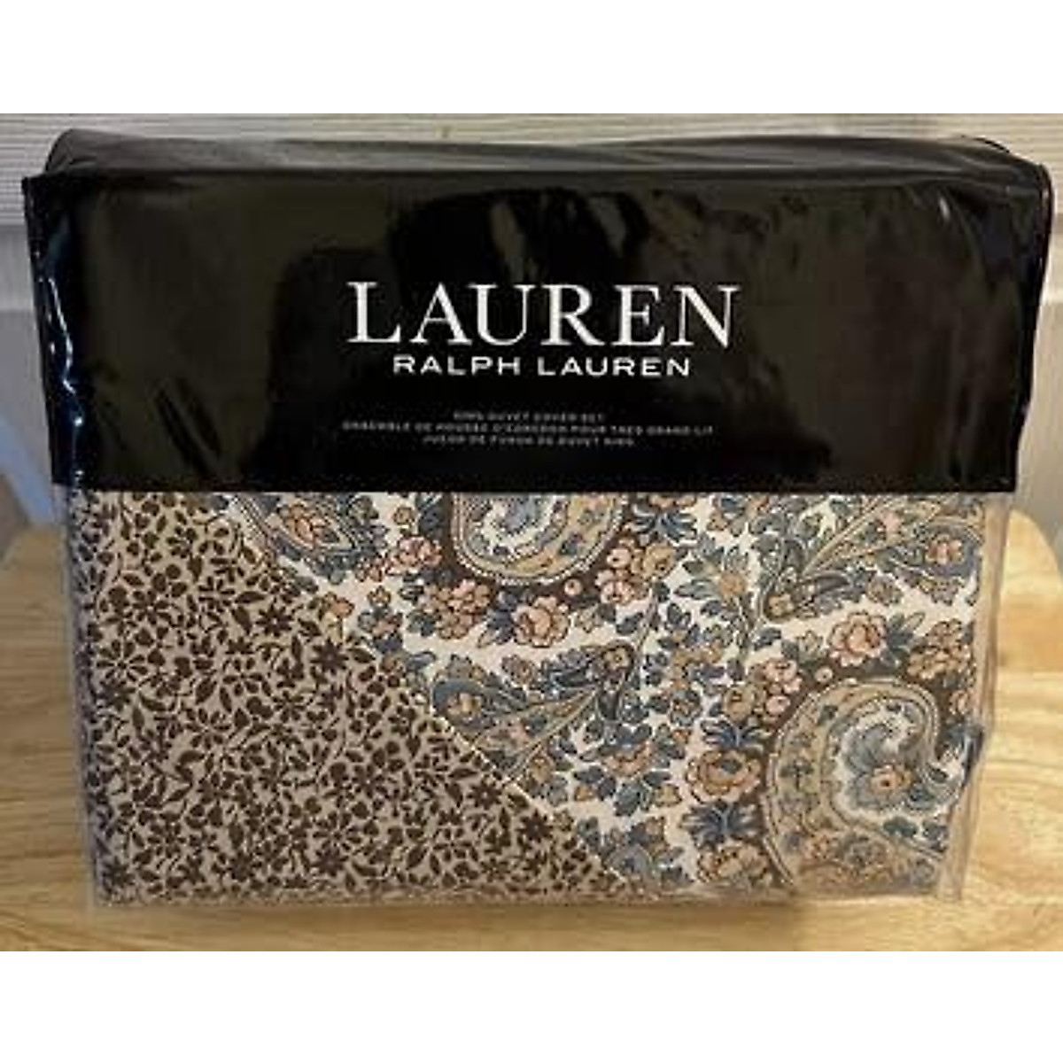 Lauren Ralph Lauren Riley Paisley Brown Blue Grey Full Queen 3 pc Duvet Set Shams (Queen (U.S. Standard))