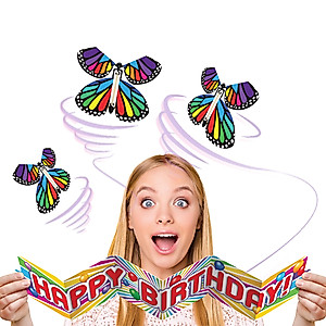 BEST PARTY EVER! Butterfly Surprise Cake Topper Flying Butterfly Card, Wind Up Butterfly Birthday Card, Magic Flying Butterfly, Birthday Surprise Cake Flying Butterflies, 1 Count