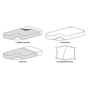 American Baby Company 100% Cotton Percale 4-Piece Toddler Bedding Set, Gray Lattice, for Boys and Girls