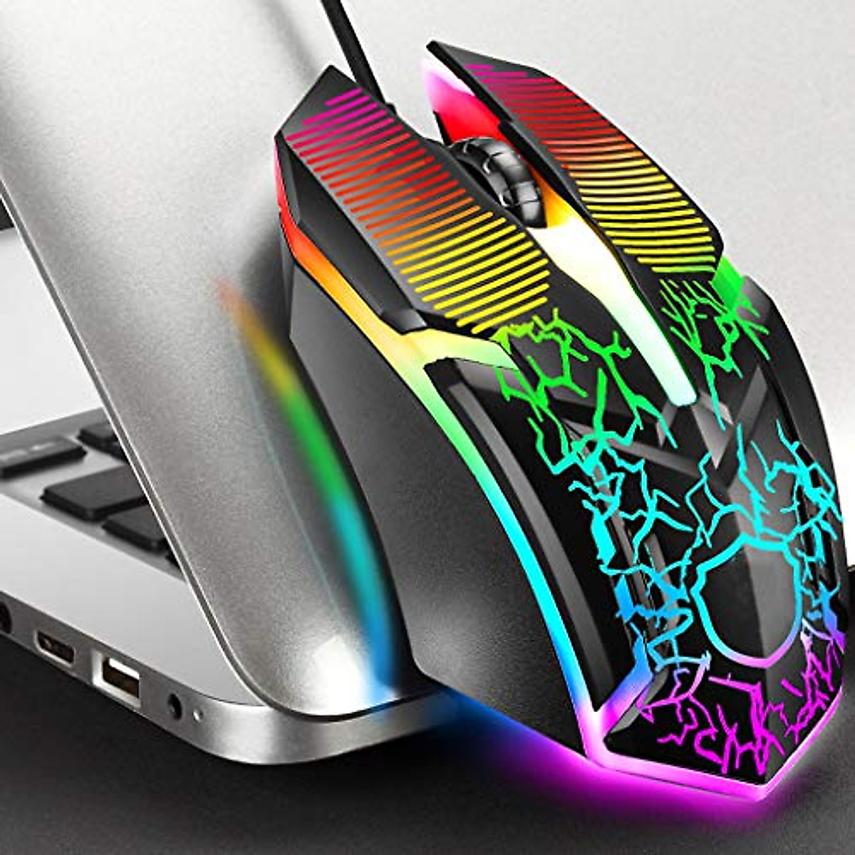 Wired Gaming Keyboard Mouse Combo Set,Colorful LED Backlit Desktop Computer Gaming Keyboad,Lighted Laptop Gaming Mouse Keyboard kit