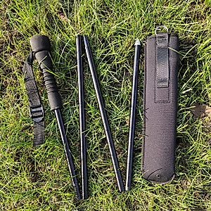 Aventik Fold-able Auto Shrinkable Wading Staff Water Depth Safety Warning Sign Coated Adjustable Stainless Steel Core T7075 Aluminum Body Corrosion Resistance(WS091)