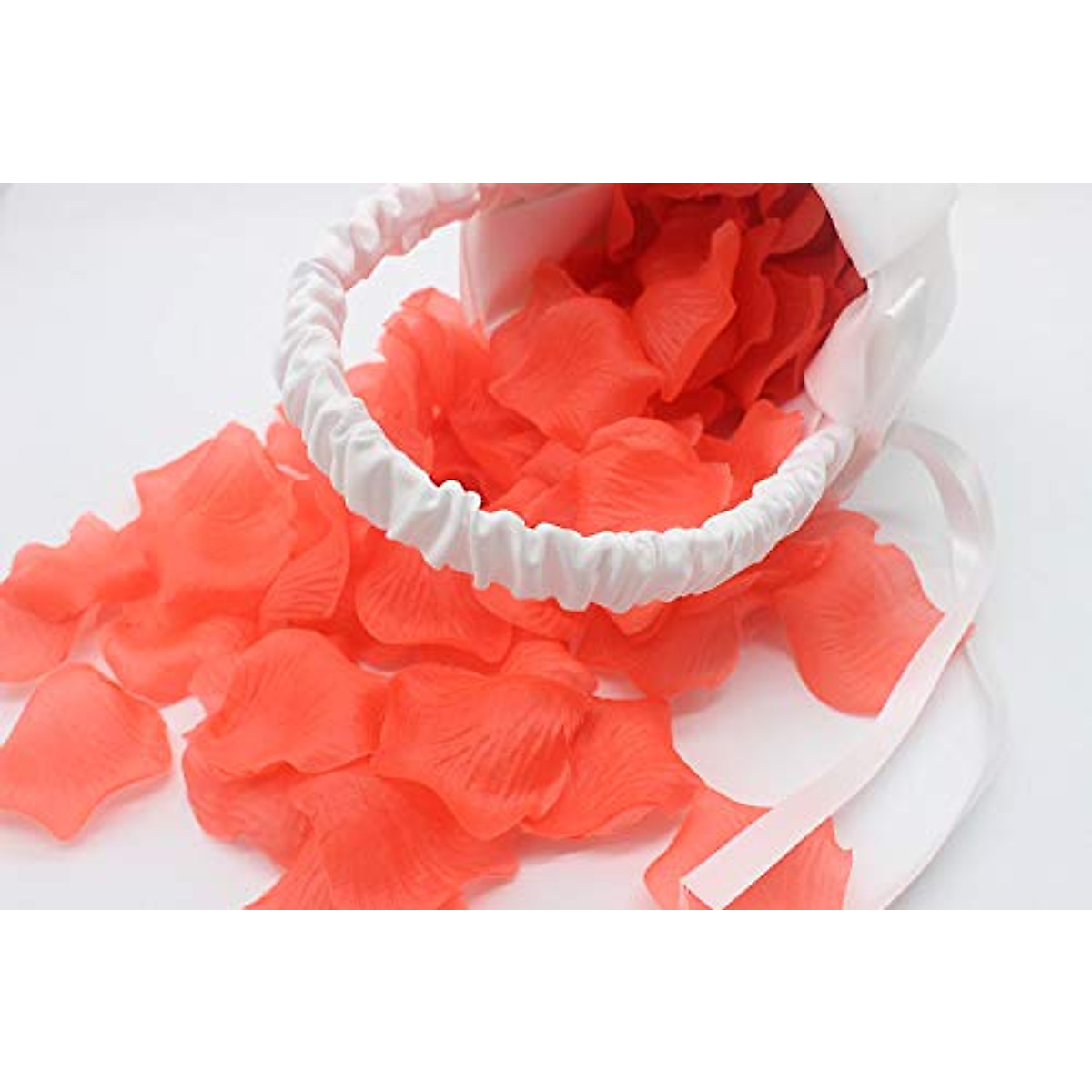 1000 Pcs Coral Silk Rose Petals Artificial Flowers Petals for Wedding Flower Girl Basket Aisle Scatter Dinner Table Centerpieces Party Confetti Bridal Shower Romantic Night Decoration