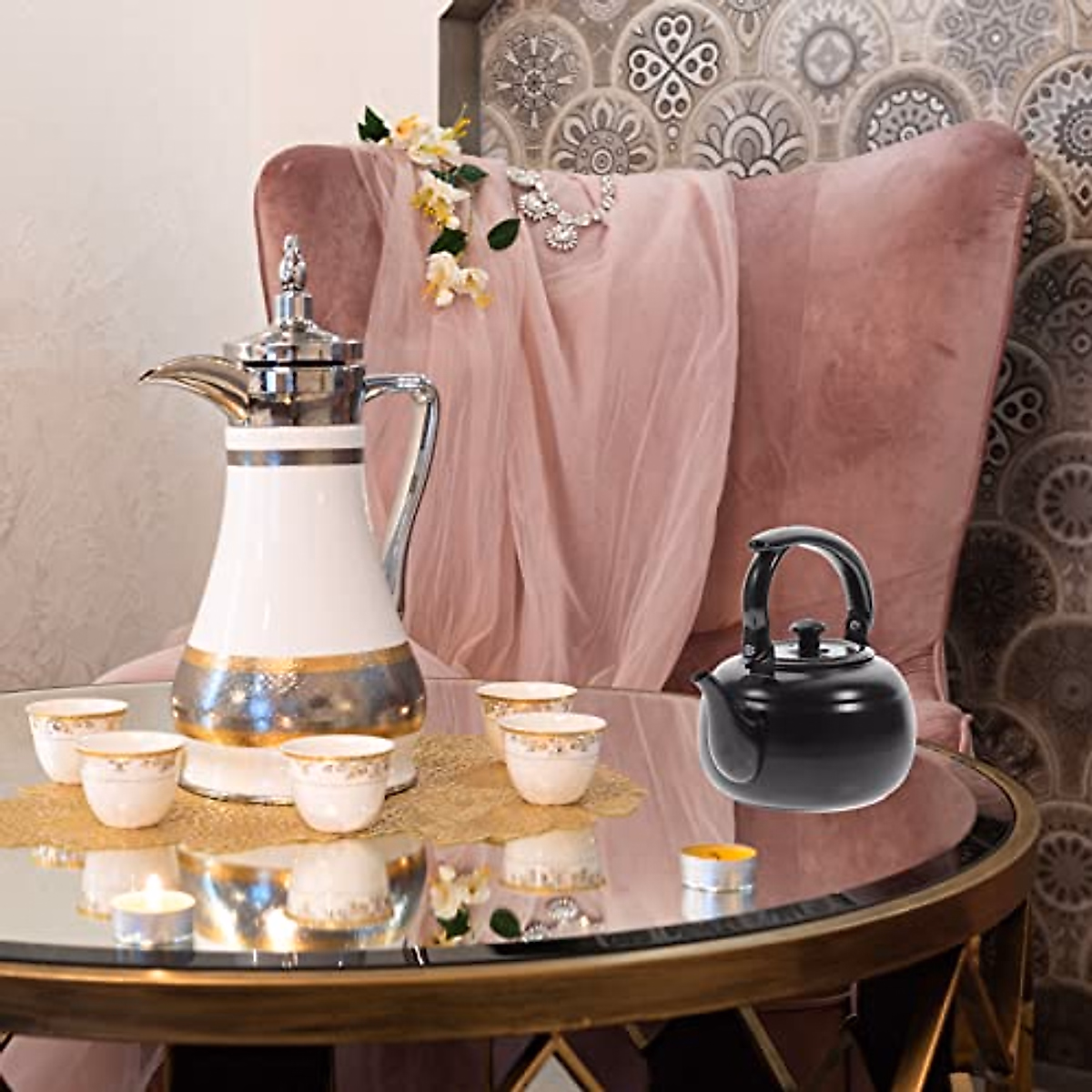 Ipetboom Tea Kettle Stove Top Teapot 1L Stainless Steel Tea Kettle Camping Kettle Camp Teapot Coffee Pot Water Boiling Kettle Teapot with Removable Infuser for Kitchen