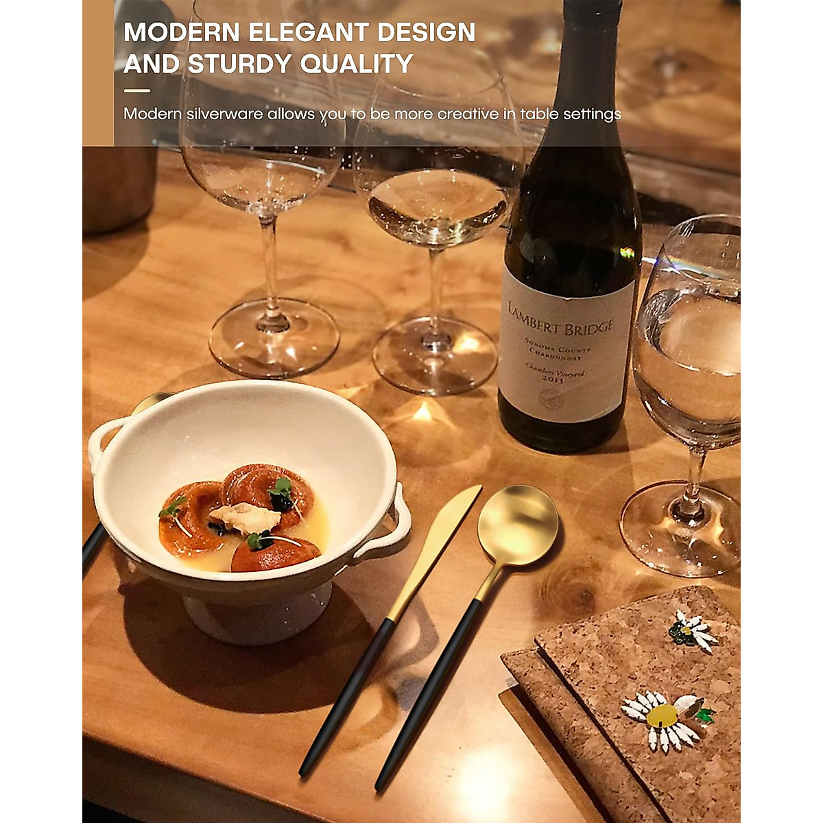 Black and Gold Silverware Set,Ollex 30-Piece Matte Silverware Set for 6 with Knives Forks Spoons Flatware Set Food-Grade Stainless Utensils Duty Modern Tableware Cutlery Set,Dishwasher Safe