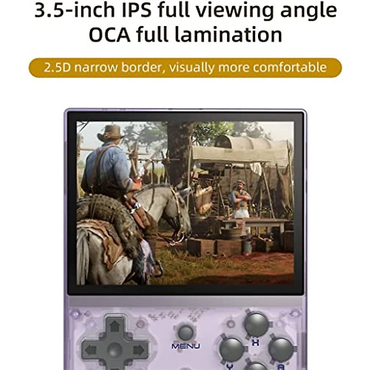 RG35XX Handheld Game Console with 5000 Games, 3.5inch IPS OCA Screen Linux System Chip Cortex-A9 Portable Handheld Nostalgic Arcade Retro Game Machine, 64g, 2100mAh (RG35XX Purple)