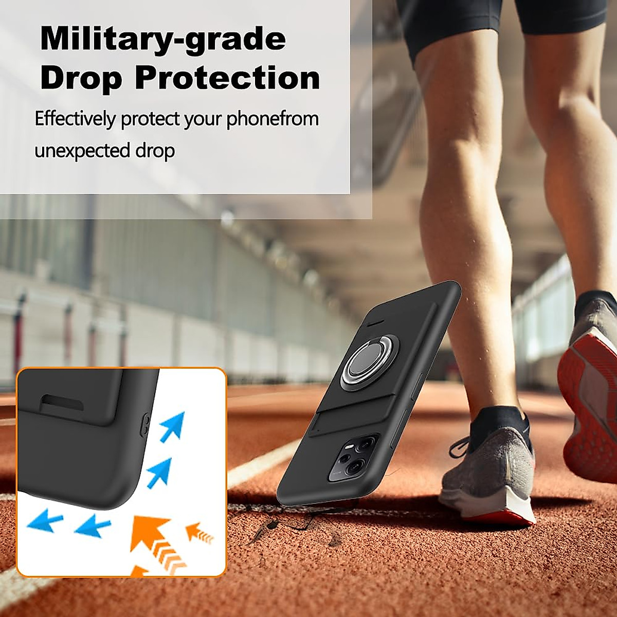 Kaotengwo for Redmi Note 12 Pro/Poco X5 Pro 5G Phone Case with Tempered Glass Screen Protector, Card Holder with Ring Stand case for Note 12 Pro/Poco X5 Pro Cover - Black