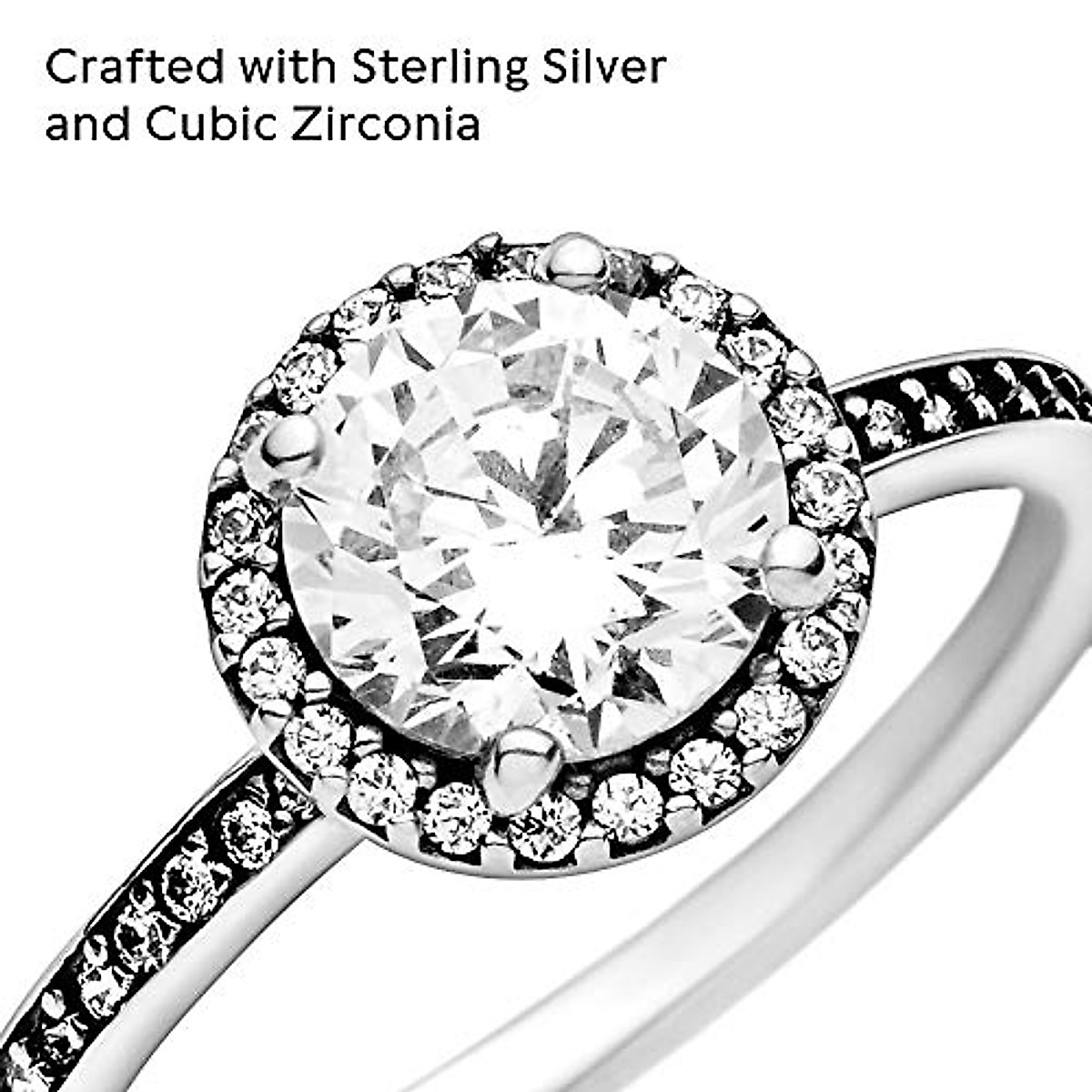 PANDORA Round Sparkle Halo Ring - Silver Ring for Women - Sterling Silver with Clear Cubic Zirconia - Gift for Her - Jewelry for Women with Gift Box - Size 4.5