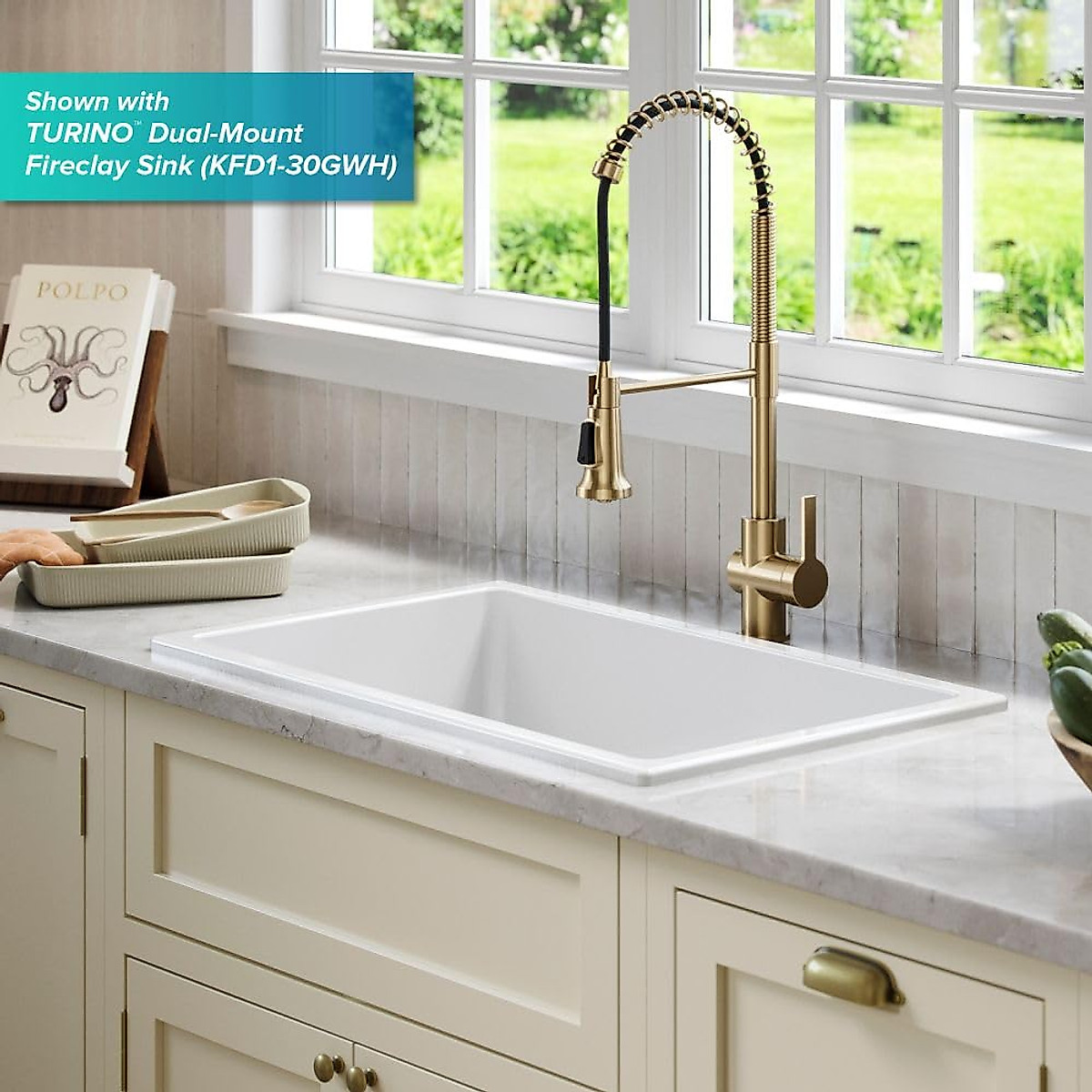 KRAUS Britt 2nd Gen Commercial Style Pull-Down Single Handle Kitchen Faucet in Spot Free Antique Champagne Bronze, KPF-1691SFACB