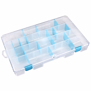 ArtBin 6857AG Large Anti-Tarnish Box with Removable Dividers, Jewelry & Craft Organizer with Anti-Tarnish Technology, [1] Plastic Storage Case, Clear with Aqua Accents