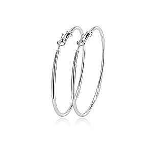 VONALA 925 Sterling Silver Circle Endless Hoop Earrings - Jewellery for Women 65MM