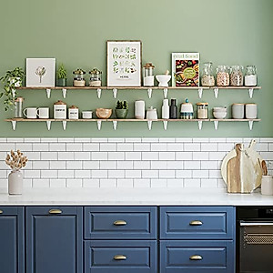 Wallniture Arras 17"x4.5" Wall Bookshelves Floating Shelves for Wall Storage,Wall Shelf for Living Room, Kitchen Organizer, Office, Burnt Finish White Bracket Set of 10