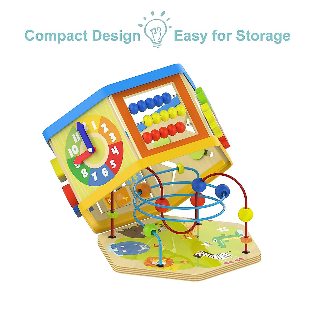 TOP BRIGHT Wooden Activity Cube, Educational Toys for 1 One Year Old Girls and Boys, Baby Girl First Birthday Gifts