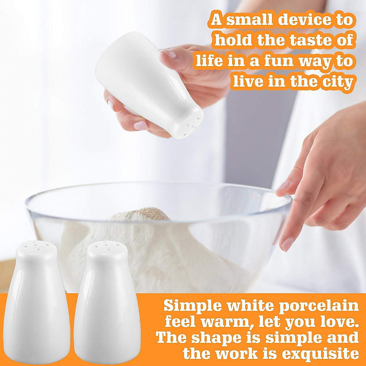 Ceramic Salt and Pepper Shakers Set: YIDM 2 Piece Set with a Bamboo Tray Ceramic Salt Shaker Ceramic Salt and Pepper Shakers Unique Salt and Pepper Set for Cooking, BBQ, Kitchen and Resturant Decor