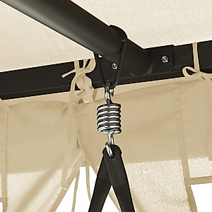 vidaXL Gazebo Convertible Swing Bench Cream White - Spacious Double-Seater Gazebo Swing Bench - Features Convertible Bed Function and Anti-Insect Mesh - Comes with Cushions for Comfort – Powder-Co...