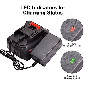 SHINTYOOL 21V Lithium Battery with Electric Quantity Display, 4.0 Ah Battery with Charger Adapter Led Indicator Compatible with Leaf Blower and Mini Saw