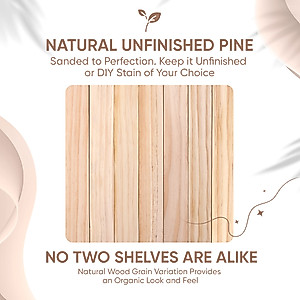 Homeforia Rustic Farmhouse Floating Shelves, Bathroom Wooden Shelves for Wall Mounted, Thick Industrial Kitchen Wood Shelf - 36 x 6.5 x 1.75 inch - Set of 2 - Unfinished - No Stain - DIY