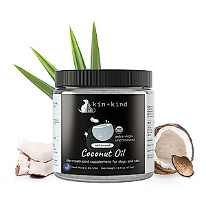 Organic Coconut Oil Pet Supplement for Dogs and Cats - Safe, Natural Skin and Coat Support with Cold Pressed Extra Virgin Coconut Oil - Itchy Skin, Dry Cracked Noses & Dry Skin Treatment - Made in USA