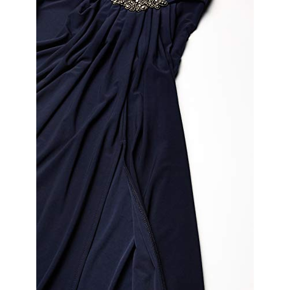 Alex Evenings Women's Long Cowl Neck A-Line Dress, Navy, 12