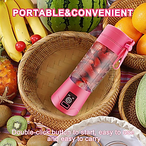 GUCABE Portable Blender, Personal Blender for Milkshakes and Smoothies, Mini Juice Blender with USB Charging, Smoothie Blender 380ML (pink)