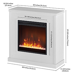 Henn&Hart Santos Mantel Fireplace, 30" Wide, White