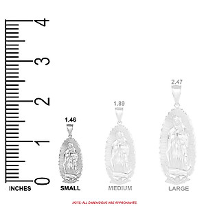 Sterling Silver Blessed Our Lady of Guadalupe Miraculous Medal Pendant Necklace (1.2"), 18"