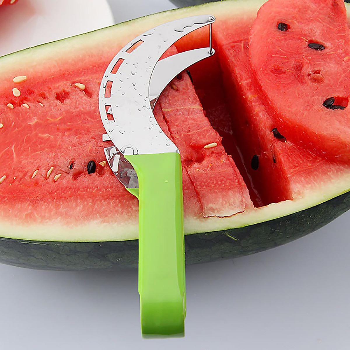 ZEHRAI Watermelon Slicer Cutter, Watermelon Fork Slicer, Summer Watermelon Cutting Artifact, Stainless Steel Fruit Forks Slicer Knife for Family Parties Camping
