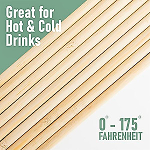 Thick & Heavy-Duty Compostable Bamboo Straws - Disposable & Biodegradable Straws for Cocktail Parties, Wedding, Barbeques, Coffee & On-the-Go Drinks by Taümo