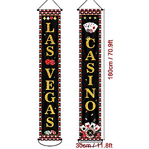 Las Vegas Party Banner Casino Night Party Decorations Welcome Porch Door Sign for Las Vegas Themed Birthday Baby Shower Decorations(Black)
