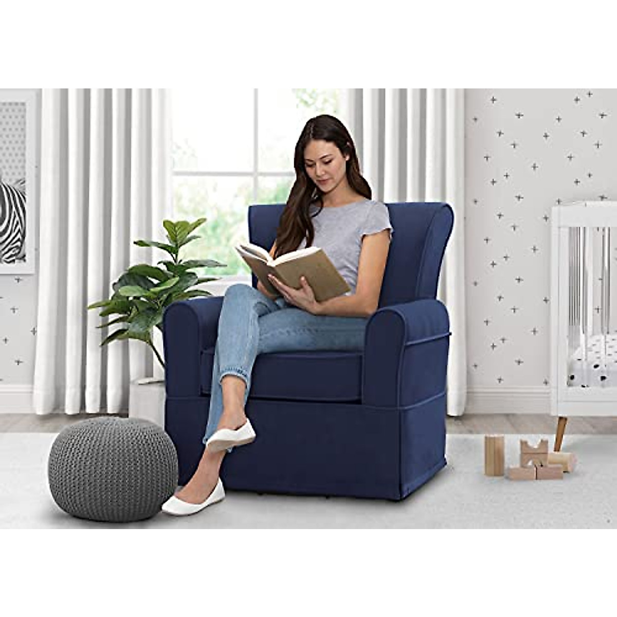 Delta Children Benbridge Glider Swivel Rocker Chair, Navy