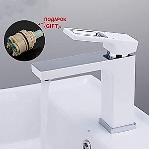 Kitchen Taps Basin Faucets White Brass Bathroom Basin Faucet Waterfall Faucets Mixers Water Bath Sink Faucet-Ga1002-8,Ga1017