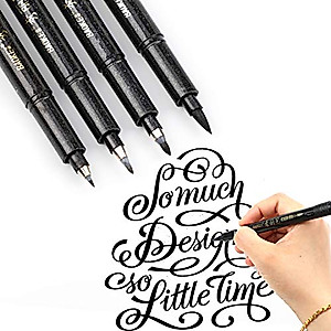 BOXUN Hand Lettering Pens - 4 Size Refillable Modern Black Calligraphy Ink Pen for Beginners Writing, Signature, Illustration Design
