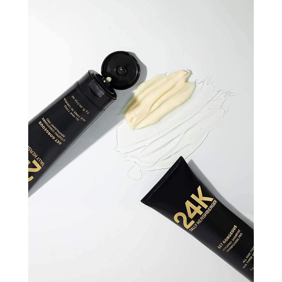 SALLY HERSHBERGER 24K Get Gorgeous StylePro Shampoo - 24K Karat Gold-Infused Cleanser- With Moisturizing, Color-Protecting UV Protection Complex - Paraben and Phthalate Free - 8.5 Fl Oz