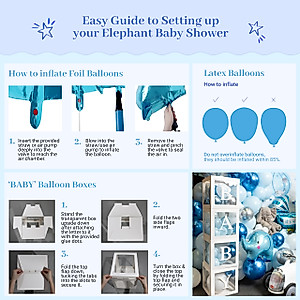 Vidal Crafts 139 PCs Elephant Baby Shower Decorations Boy-Adorable Elephant-Themed Baby Boy Shower Decorations, Complete Party Kit with Elephant Backdrop, Balloon Garland, BABY Boxes & Mom to Be Sash