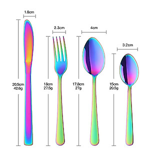 BuyGo Rainbow Silverware Set Flatware Set Stainless Steel Colorful Dinnerware Set 24-Piece Multicolor Cutlery Set, Service for 6