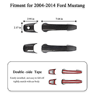 RT-TCZ Door Handle Trim Cover ABS Exterior Decoration Accessories for 2004-2014 Ford Mustang, 4PCS (Carbon Fiber Grain)