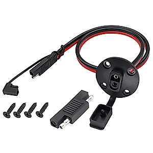 AAOTOKK (2Pack 10AWG SAE Weatherproof Cable SAE Power Socket Sidewall Port Connector Cable SAE Panel Mount Charging Cable SAE Quick Connect Jack for Solar Generator Battery Charger Cord (0.6M/SAE)