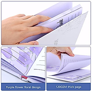 BPFY Wedding Guest Book, Sign in Guest Book for Wedding Reception, 9"x7" 120 Page Wedding Registry Guestbook with Sliver Foil, Purple Flower Floral Design Baby Shower Guest Book