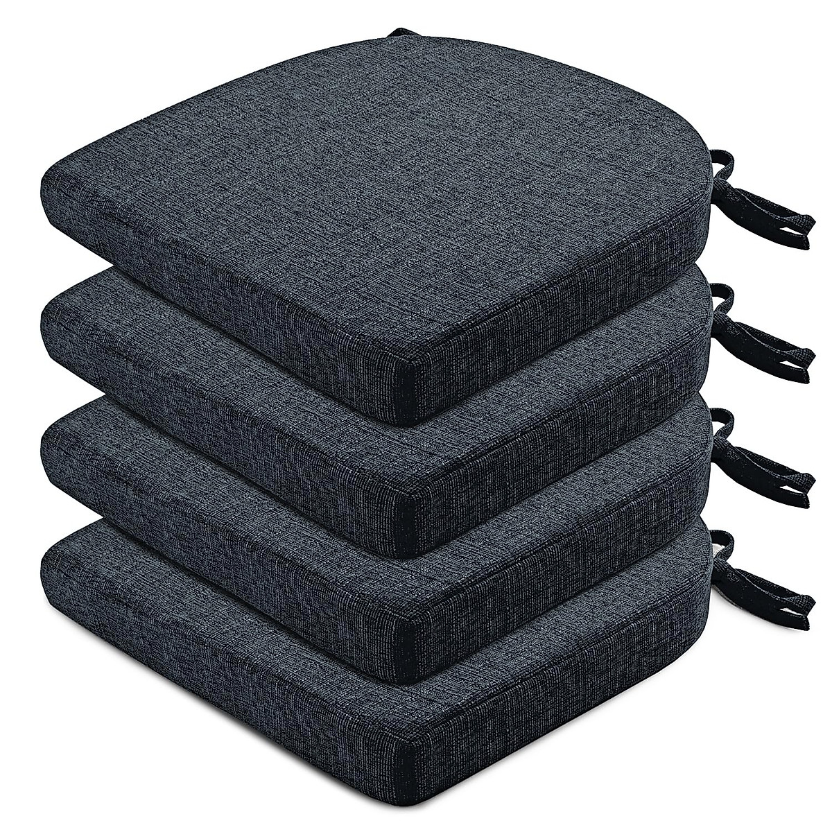 Wellsin Chair Cushions for Dining Chairs 4 Pack - Kitchen Chair Cushions with Ties and Non-Slip Backing - Dining Chair Pads 16"X16"X2", Navy