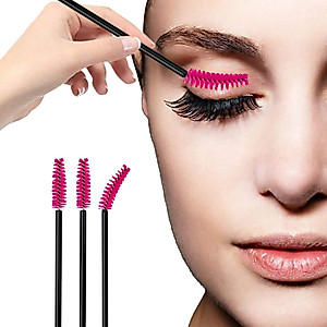 100PCS Disposable Eyelash Mascara Brushes for Eye Lashes Extension Eyebrow and Makeup(Rose)