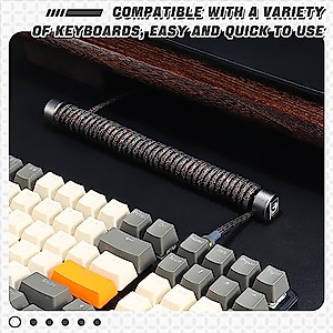 C03 Custom Coiled USB-C Cable for Gaming Keyboard,Detachable Double Sleeve Braided Keyboard Cables1.7M-2.2M Coiled USB C to A Cable with 24K Gold Aviator for Mechanical Keyboard/Cellphone