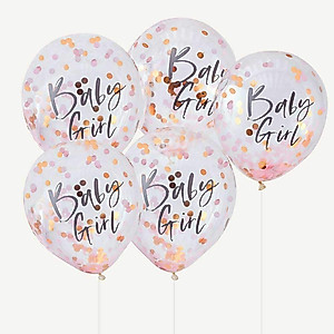 Ginger Ray Twinkle Twinkle Rose Gold Foiled "Baby Girl" Confetti Decorative Baby Shower Party Balloons