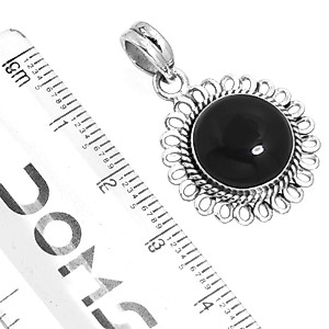 JEWELOPORIUM 925 Silver Pendant for Women Natural Black Onyx Gemstone Statement Silver Pendant Necklace Engagement Gift Fashion Jewelry